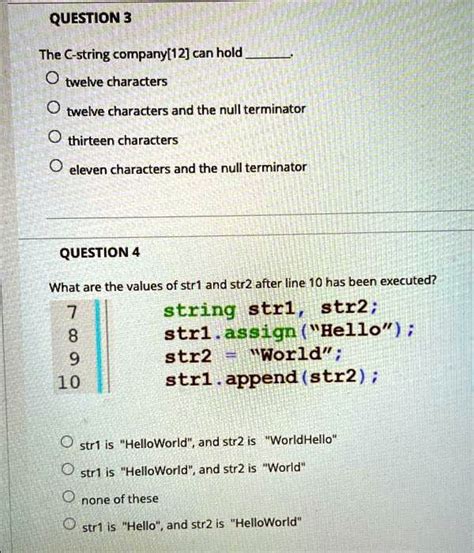 Solved Question 3 The C String Company Can Hold Twelve Characters And