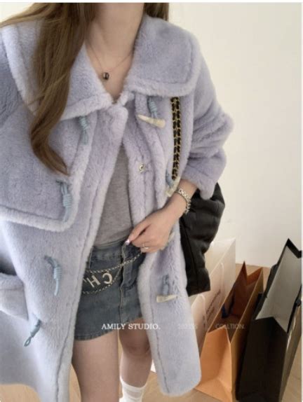 헤이즈블루 양털 롱코트 부드러운 떡볶이 코트 떡코 에이블리