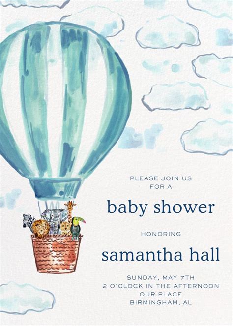 Hot Air Balloon Ride Evelyn Henson Baby Shower Invitation Send