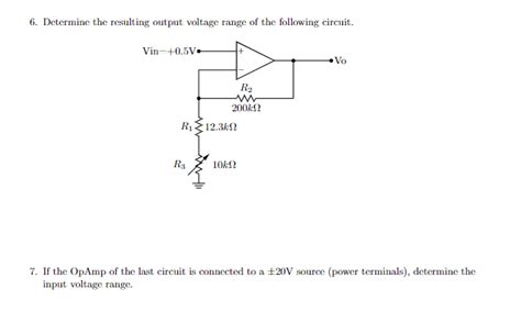 solved 6 determine the resulting output voltage range of