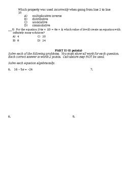 Test Expressions Equations Inequalities By SHELLY FISHER TPT