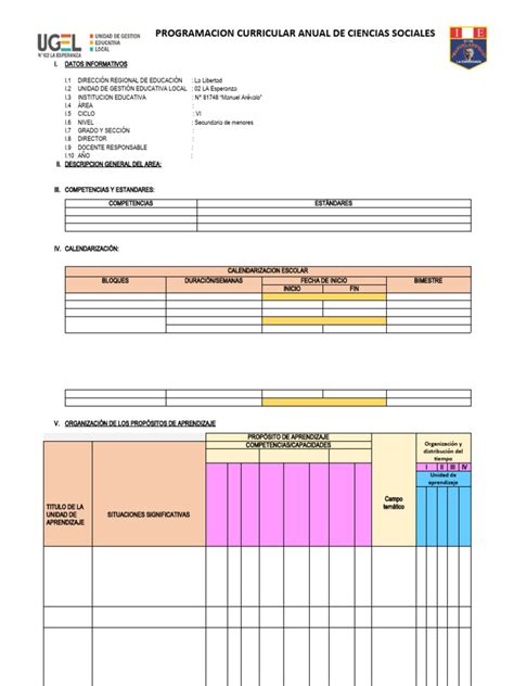 Programacion Curricular Anual Cc Ss 1° Pdf Aprendizaje Cognición
