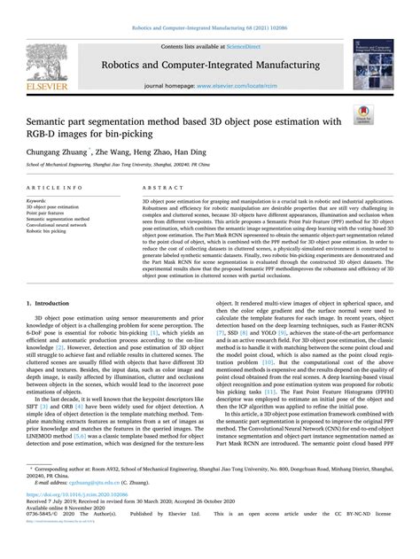 pdf semantic part segmentation method based 3d object pose estimation