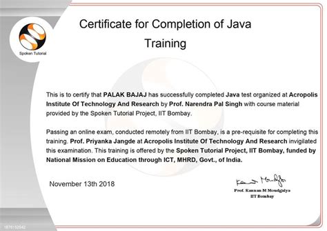 Palak Bajaj On Linkedin Java Spokentutorial Iitbombay Successfully