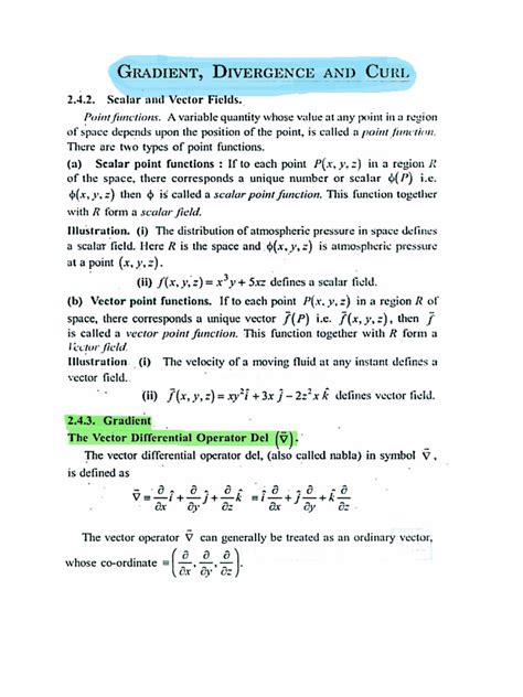 Gradient Divergence Curl1 Pdf