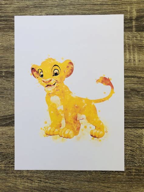 Lion King Simba Lion Cub Watercolour Print Digital Download Etsy