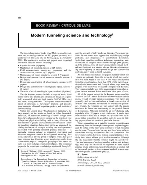Pdf Modern Tunneling Science And Technology