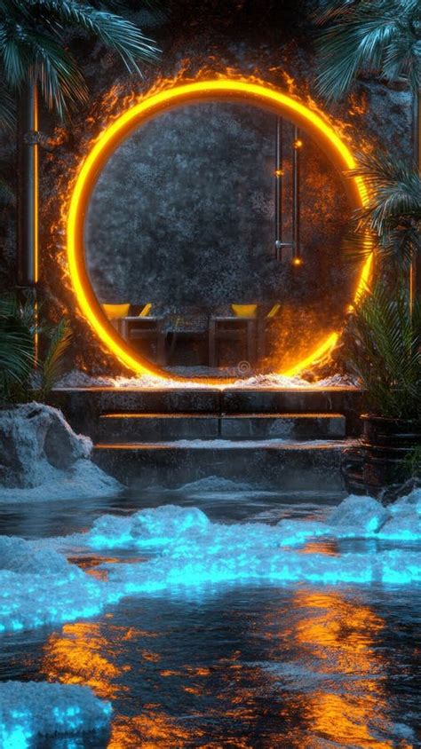 A Minimalist Space Is Furnished With Modern Orange Seating That Features Curved Lines Stock