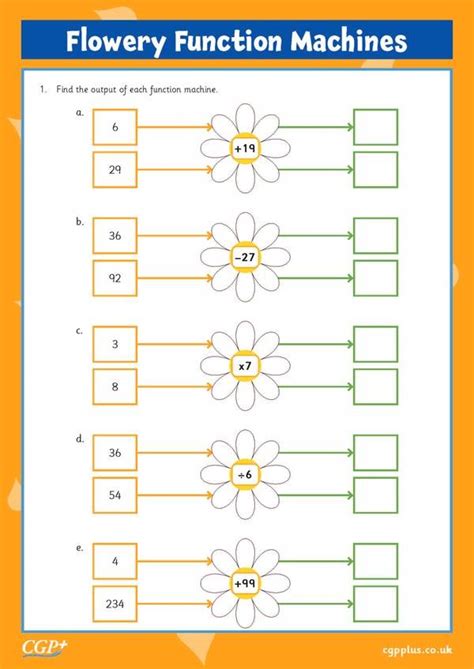 Flowery Function Machines — 1 Step Stretch Year 6 Cgp Plus Worksheets Library