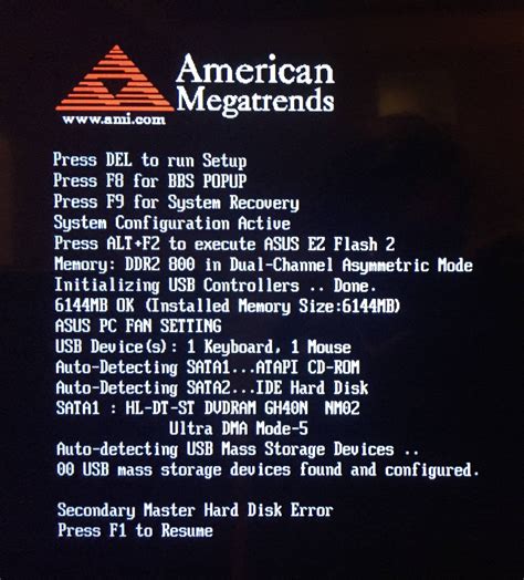 Ami Bios Error Primarysecondary Master Hard Disk Error Press F1 To Resume Rtechsupport