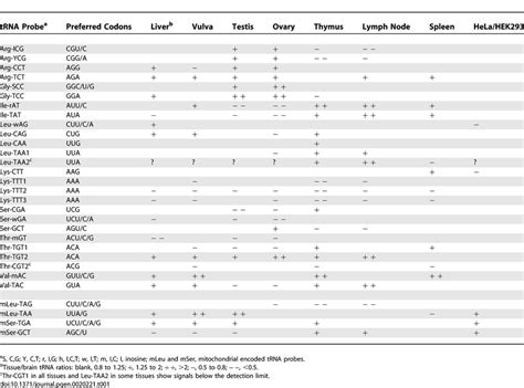 Suggested Codon Usage Preferences In Each Tissue Relative To Brain Download Table