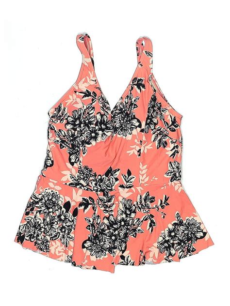 Sea Angel 100 Polyester Floral Orange Swimsuit Top Size Xl 43 Off