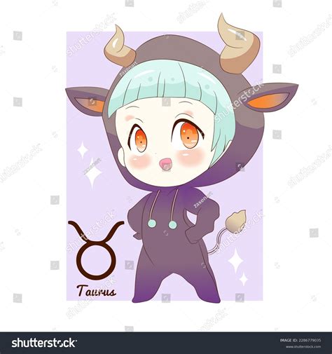 Anime Character Chibi Taurus Zodiac Sign Stock Illustration 2286779035