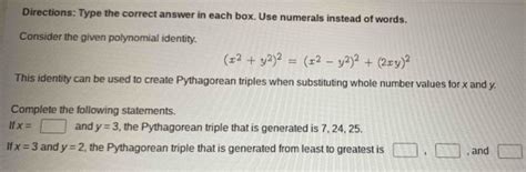 solved directions type the correct answer in each box use numerals