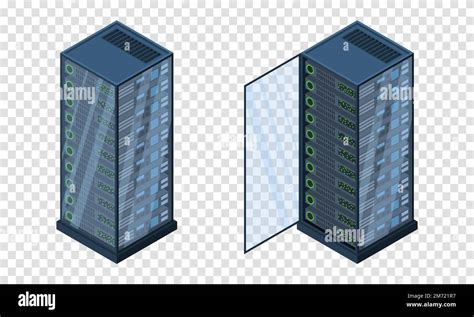 isometric servers data storages 3d computer equipment storage database equipment server