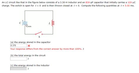 Solved An LC Circuit Like That In The Figure Below Consists Chegg Com