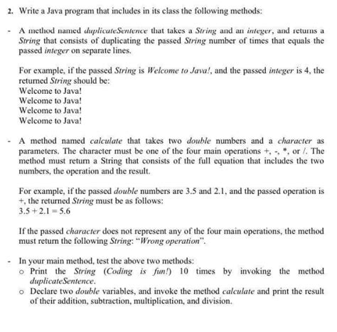 Solved 2 Write A Java Program That Includes In Its Class