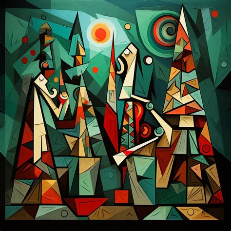 4 Cubism Christmas Scenes Pablo Picasso Style Etsy