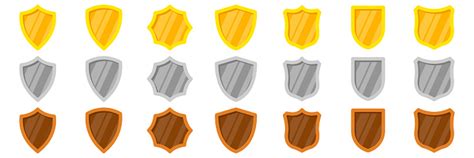 방패의 큰 컬렉션 황금 은 청동의 금속 벡터 일러스트 레이 션 0명에 대한 스톡 벡터 아트 및 기타 이미지 0명 1위 2 위 상 종류 Istock