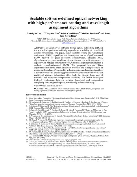 pdf scalable software defined optical networking with high performance routing and wavelength