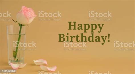 생일 축하 텍스트 인사말 카드 베이지 색 배경에 섬세한 분홍색 장미 최소한의 트렌디 한 구성 로맨틱 파스텔 핑크 장미 꽃 배너 현대 미학 중립 접지 톤 0명에 대한 스톡