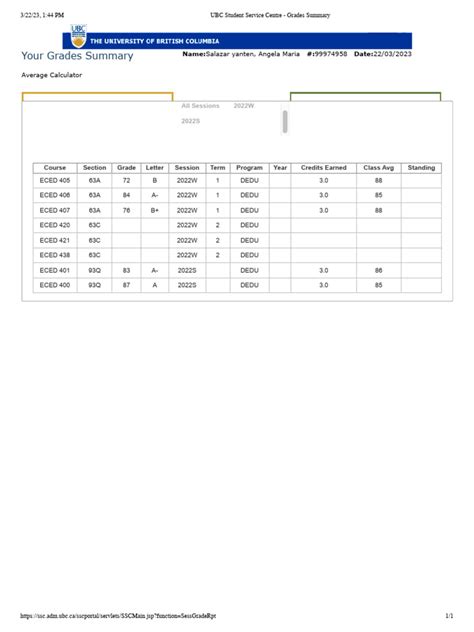 Ubc Courses And Grades Pdf