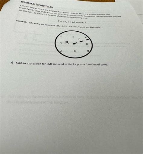Solved Problem 5 Faradays Law A Circular Loop Of Wire In