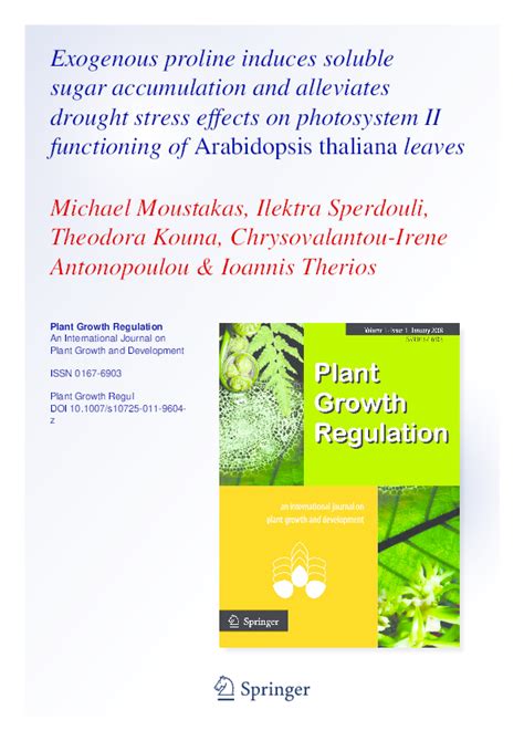 Pdf Exogenous Proline Induces Soluble Sugar Accumulation And