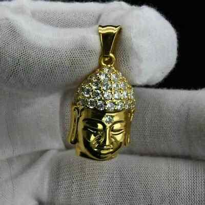 2ct Round Cut Vvs1 Diamond Buddha Pendant 14k Yellow Gold Over Ebay