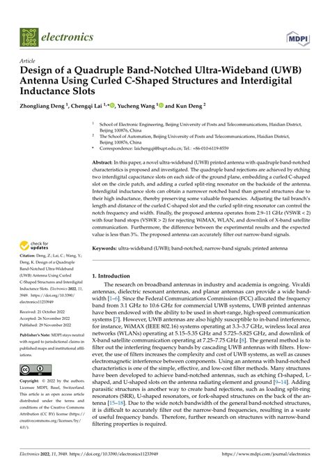 Pdf Design Of A Quadruple Band Notched Ultra Wideband Uwb Antenna Using Curled C Shaped