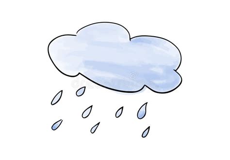 Raining Cloud Watercolor Doodle Element Vector Illustration Stock