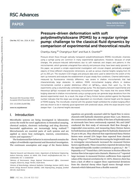Pdf Pressure Driven Deformation With Soft Polydimethylsiloxane Pdms