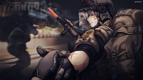 Epakim Escape From Tarkov Absurdres Highres 1girl 1other 2girls Artist Name Assault