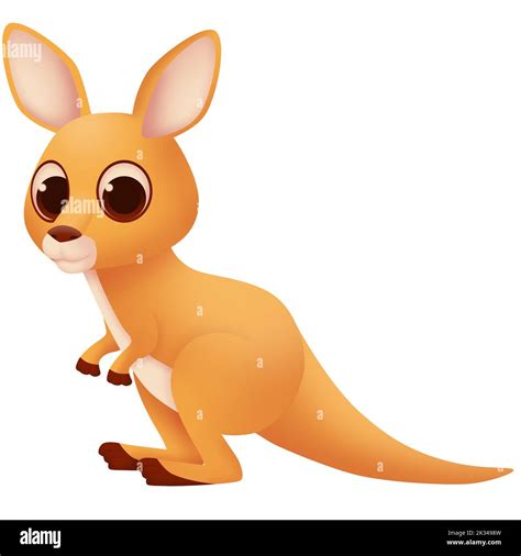 Cute Kangaroo Isolated On White Background Digital Illustration Stock