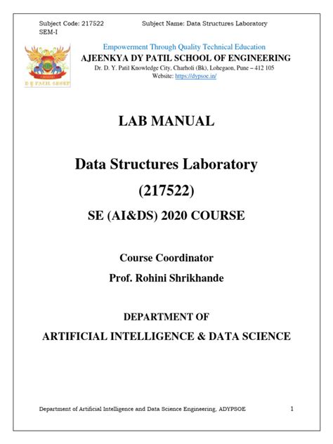 Data Structures Lab Manual 217522 Pdf Pointer Computer