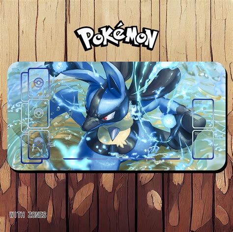 Desk Mat Playmat Pokemon Lucario Tcg Playmat Card Mat Etsy