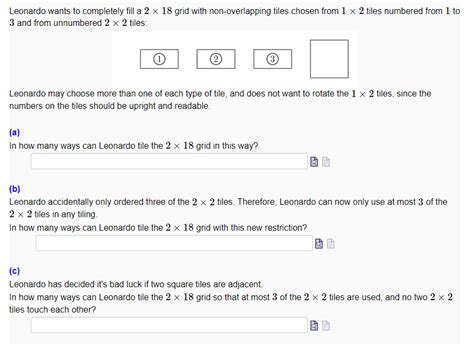 Solved Leonardo Wants To Completely Fill A 2×18 Grid With