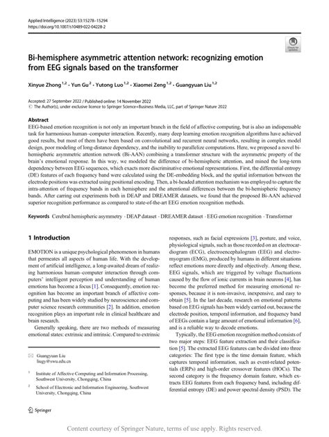 Bi Hemisphere Asymmetric Attention Network Recognizing Emotion From Eeg Signals Based On The