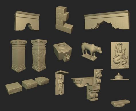 3d Model Old Temple Modular Asset Vr Ar Low Poly Cgtrader