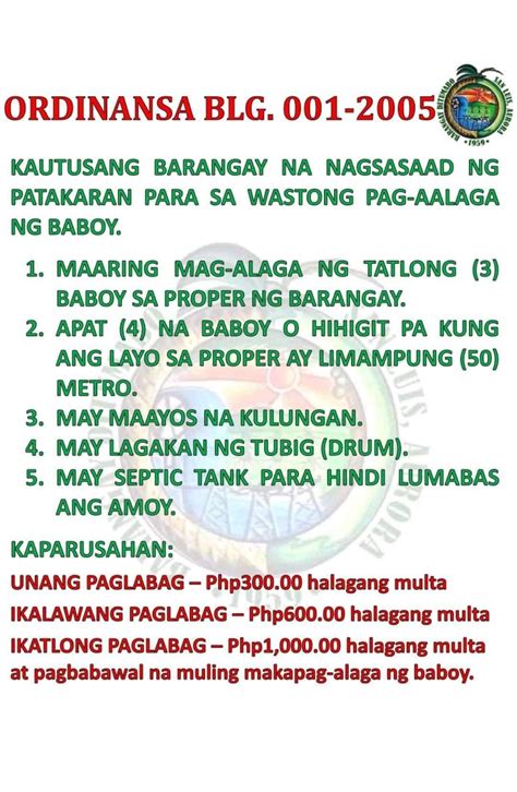 Ordinansa Blg 001 2005 Barangay Ditumabo Page Facebook