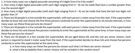 solved 1 in how many ways can a digital passcode consisting