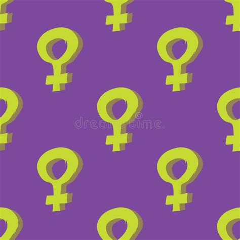 Feminism Seamless Pattern With Women Portraits And Feminism Sig Stock