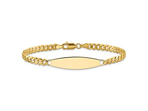 14k Yellow Gold Flat Curb Link Id Bracelet 176h1a Jtv