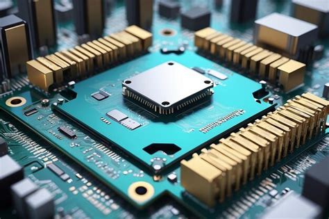 Premium Photo View Of A CPU Processor Chip With A Gear And Network Connection On A Circuit