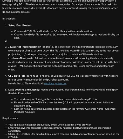 Solved Develop A Web Application That Loads Purchase Order