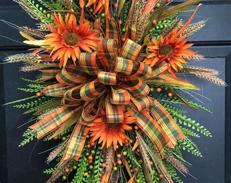 Orange Fall Wheatgrass Floral Swag Fall Swag Wheatgrass Swag Etsy