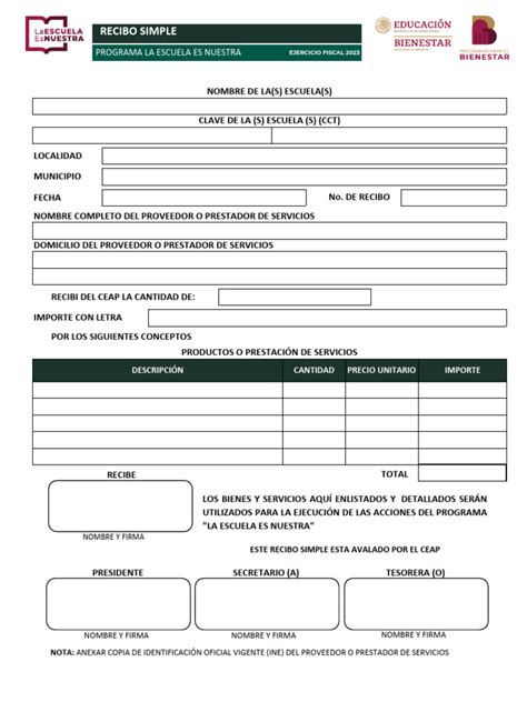 Recibo Simple Programa La Escuela Es Nuestra Pdf Tecnología