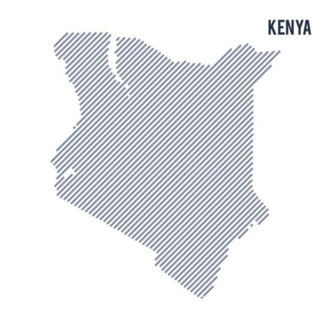 Vector Abstract Hatched Map Of Kenya With Oblique Lines Isolated On A
