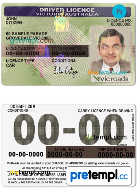 Australian Victoria State Driver License Download Example In Psd Format