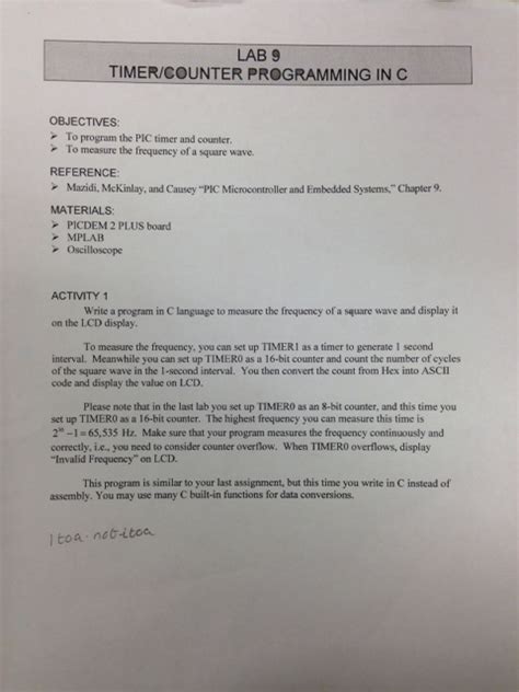 Solved LAB TIMER COUNTER PROGRAMMING IN C OBJECTIVES To Chegg